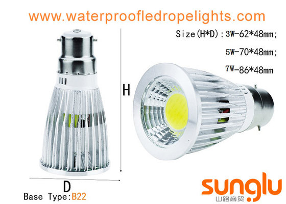 7W Dimmable LED Spotlights GU10  B22 Aluminum Body Material For Shopping Mall