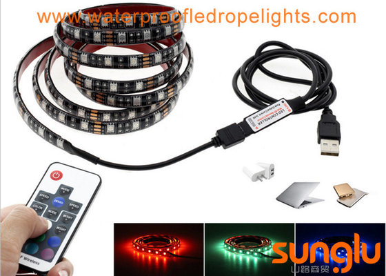 USB Powered 5V RGB Black Flexible LED Strip Lights for TV Back Lighting , Desk , Trucks