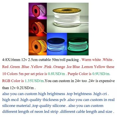 cheap wholesale 5m set 50m roll neon flex 12 v 24v 220v 110v led strip light 6x12mm 8x16mm